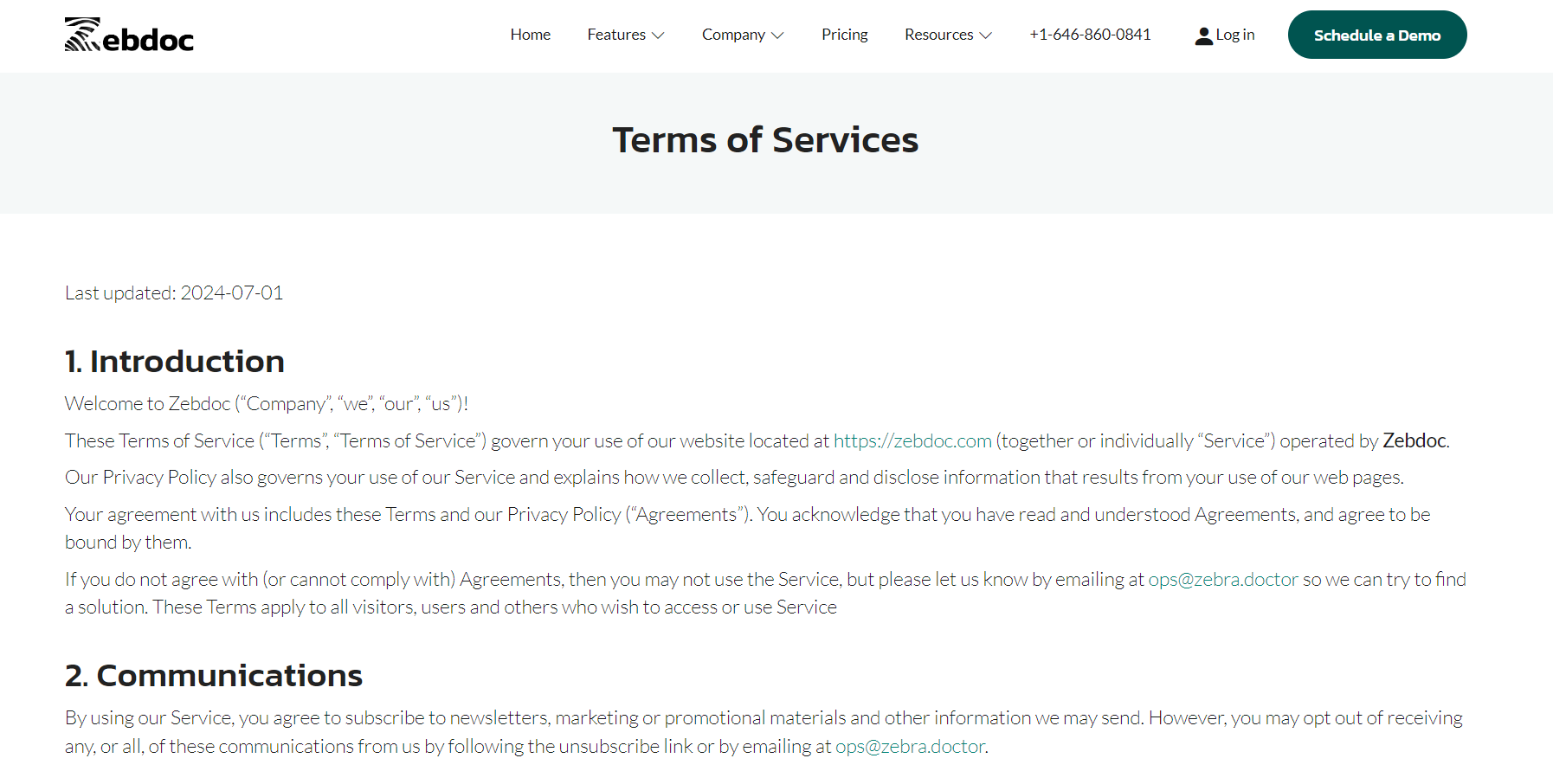 Terms of Services | Zebdoc